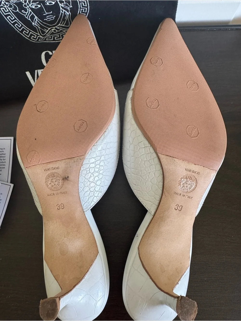 Versace | Shoes | Gianni Versace White Leather Mules 839 Euc | Poshmark